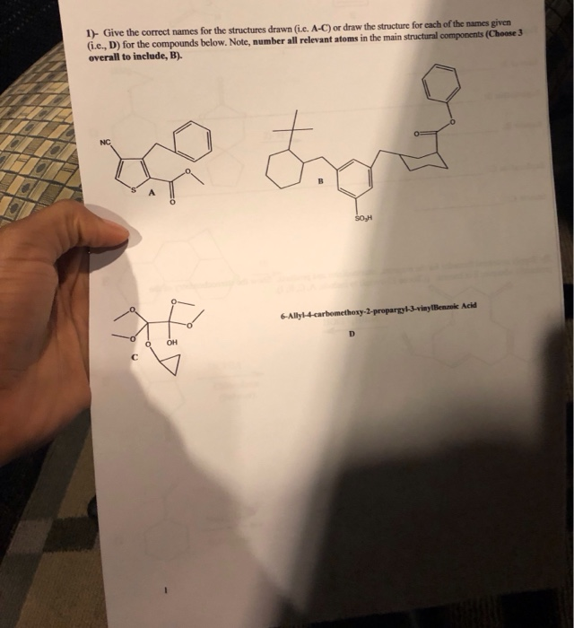 Solved 1)- Give the correct names for the structures drawn | Chegg.com