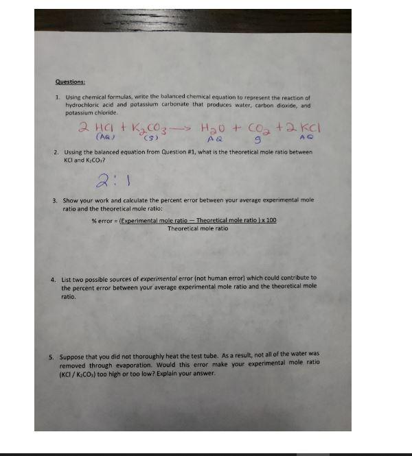 Solved Questions: 1. Using chemical formulas, write the | Chegg.com