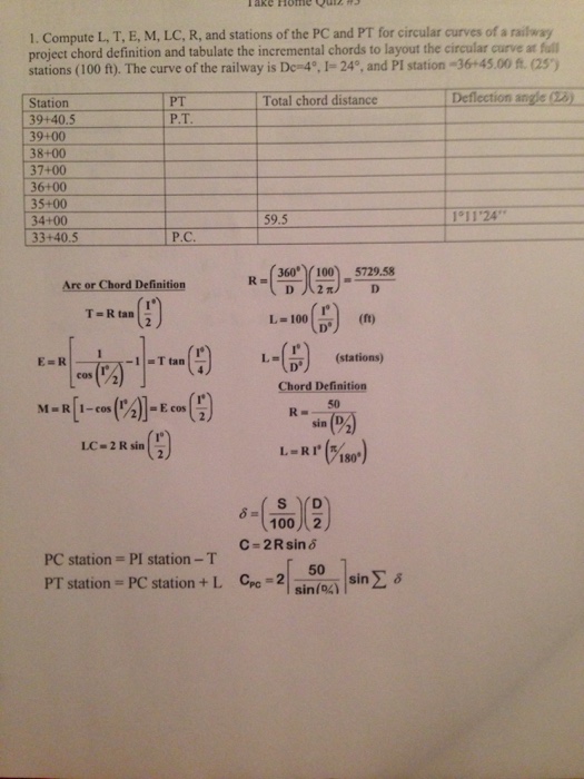 Solved 1. Compute L, T, E, M, LC, R, and stations of the PC | Chegg.com