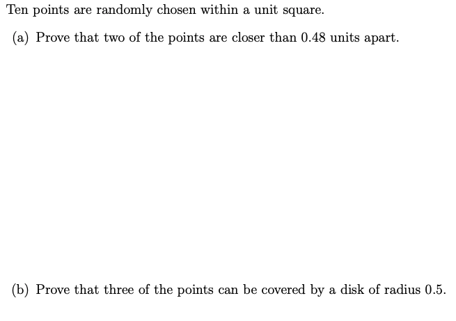Solved Ten points are randomly chosen within a unit square. | Chegg.com