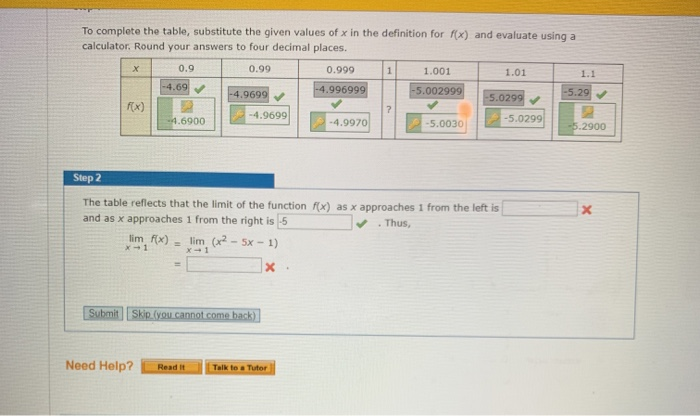Solved To complete the table, substitute the given values of | Chegg.com