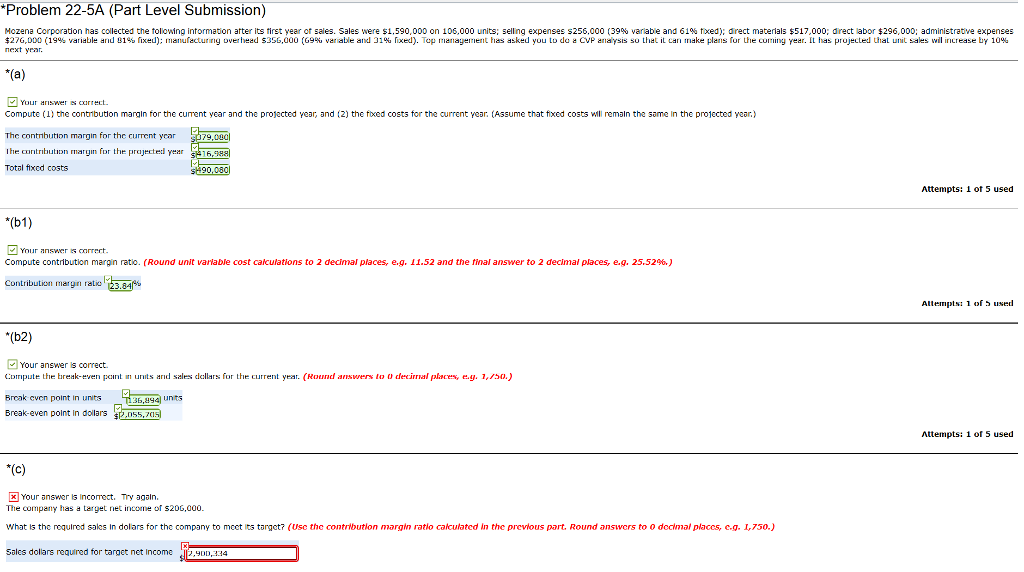 Solved Problem 22-5A (Part Level Submission) Mozena | Chegg.com