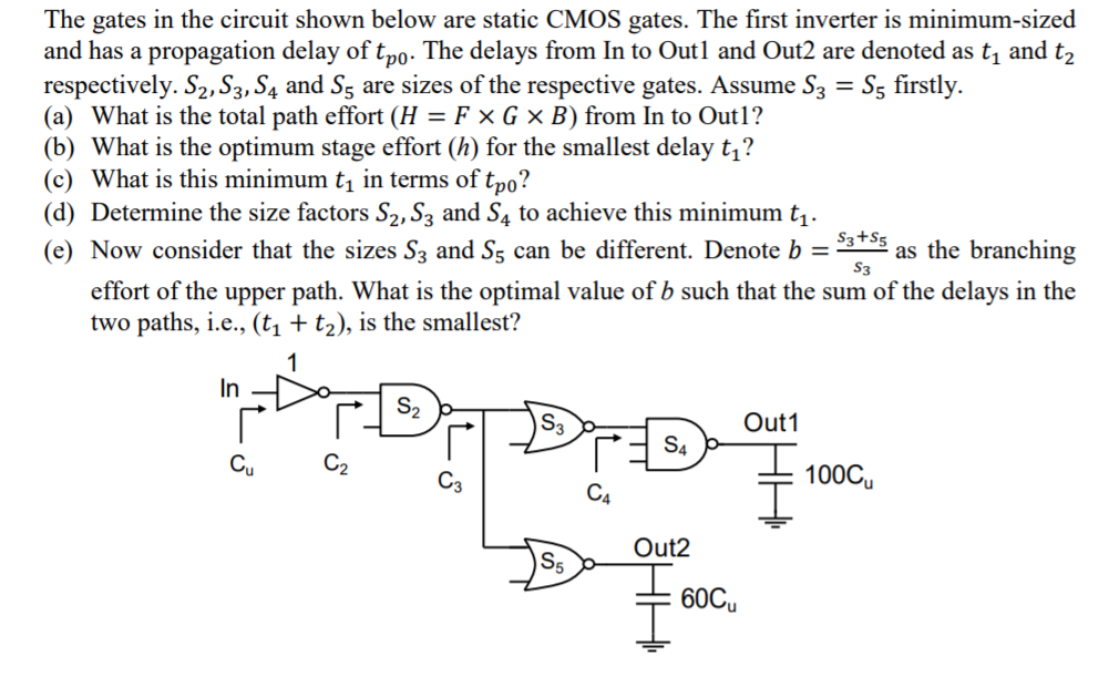 Solved The gates in the circuit shown below are static CMOS | Chegg.com