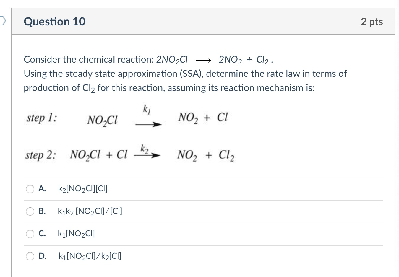 Solved Question 10 2 pts Consider the chemical reaction: | Chegg.com