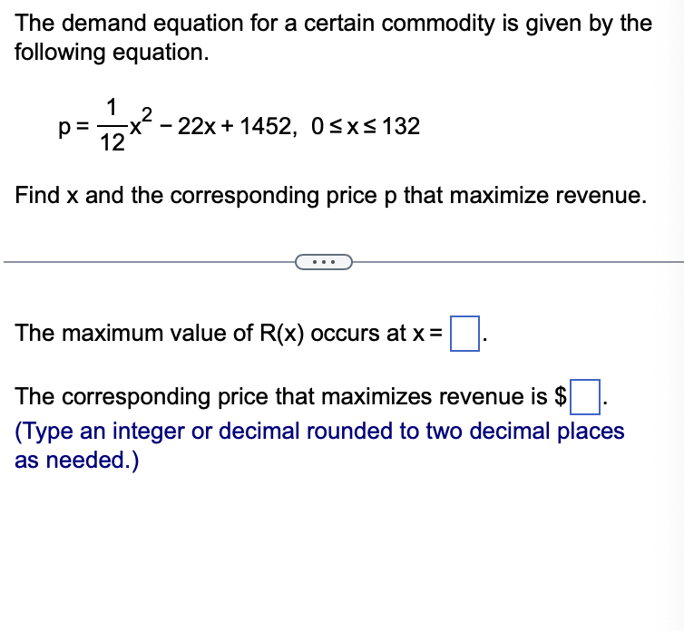 Solved The demand equation for a certain commodity is given | Chegg.com