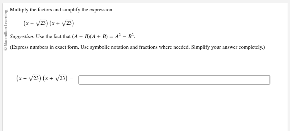 Solved Multiply the factors and simplify the expression. | Chegg.com