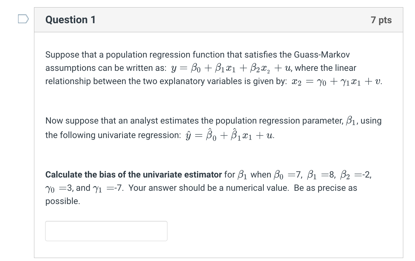 Solved Suppose that a population regression function that | Chegg.com