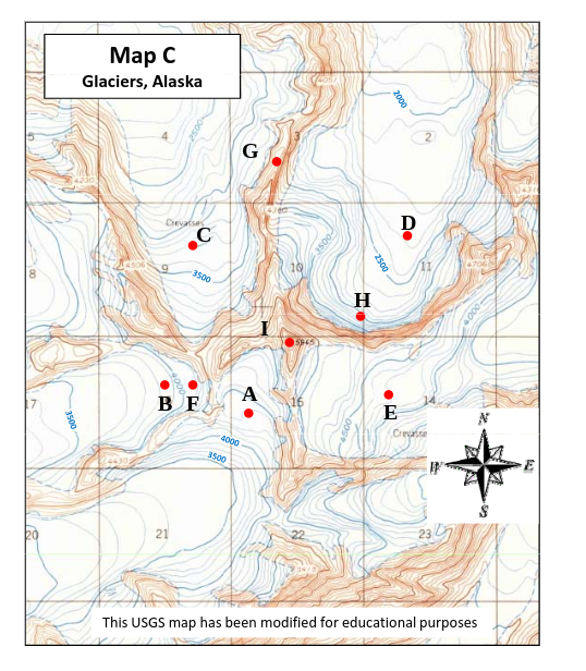 Solved by an EXPERT MAP C: Various glaciers (a link to the map is in the | Chegg.com