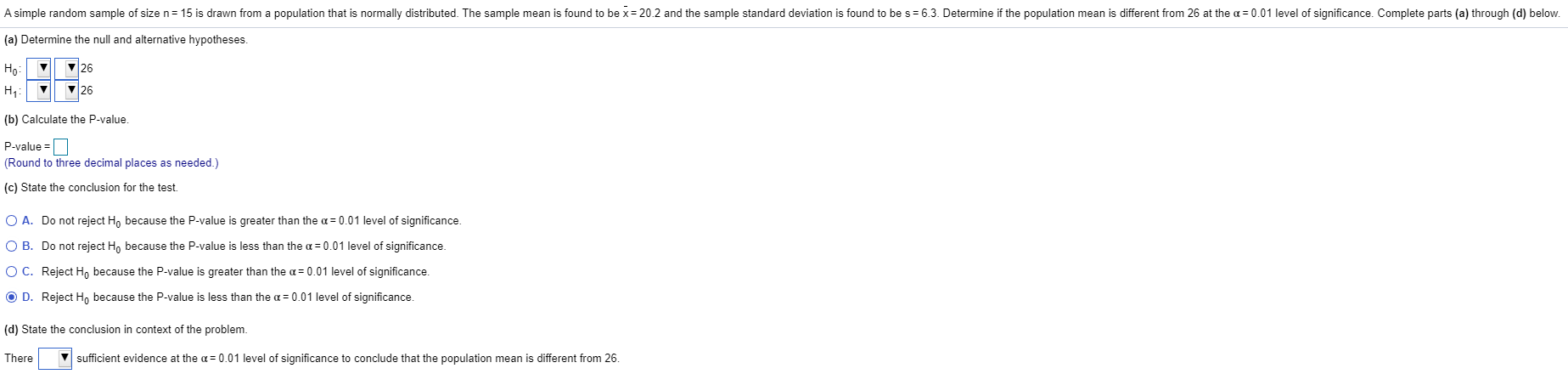 Solved A simple random sample of size n= 15 is drawn from a | Chegg.com