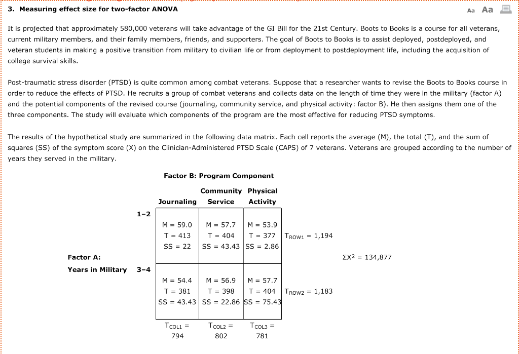 Solved 3. Measuring effect size for two-factor ANOVA Aa Aa | Chegg.com