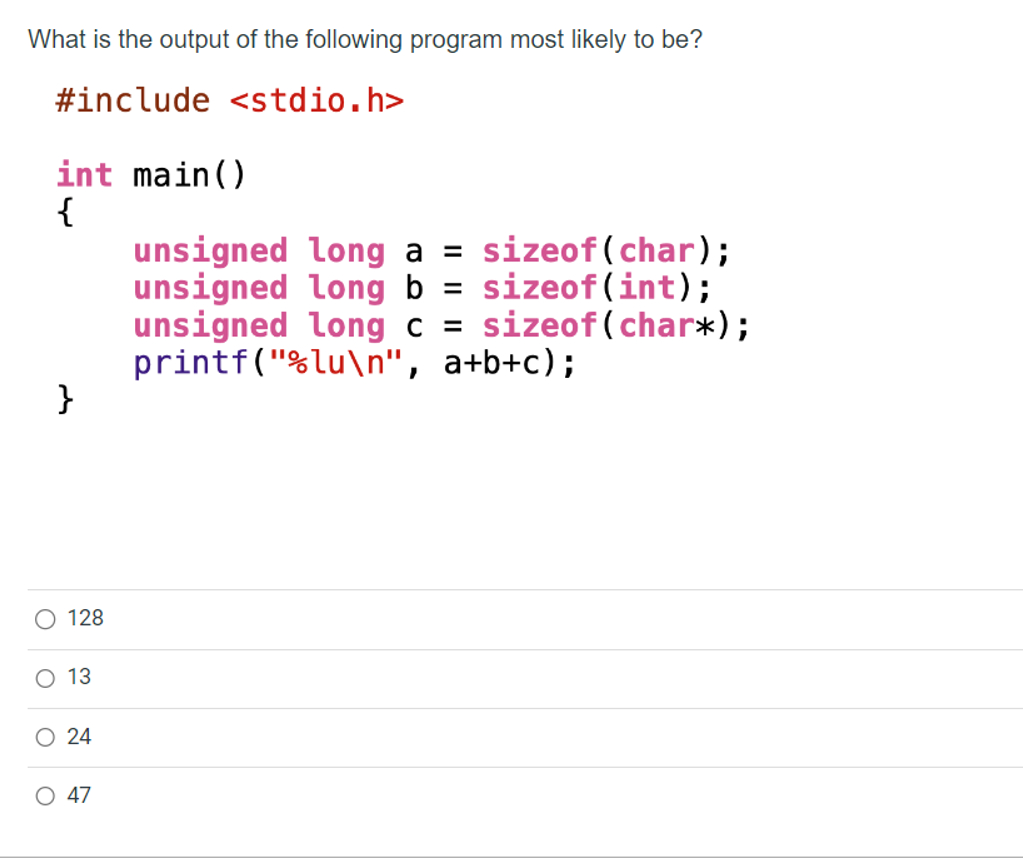 Solved What is the output of the following program most | Chegg.com