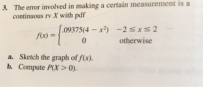 Solved 3. The error involved in making a certain measurement | Chegg.com