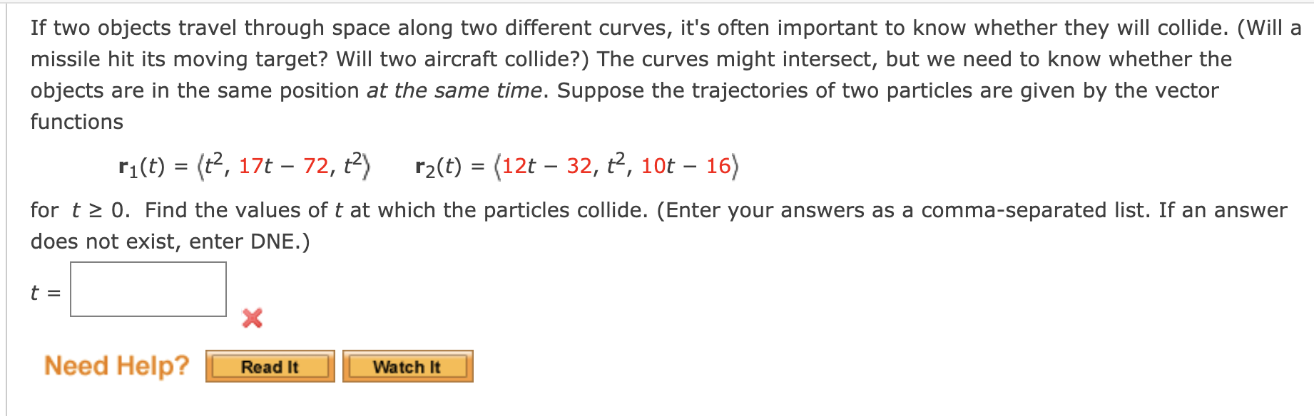Solved If two objects travel through space along two | Chegg.com