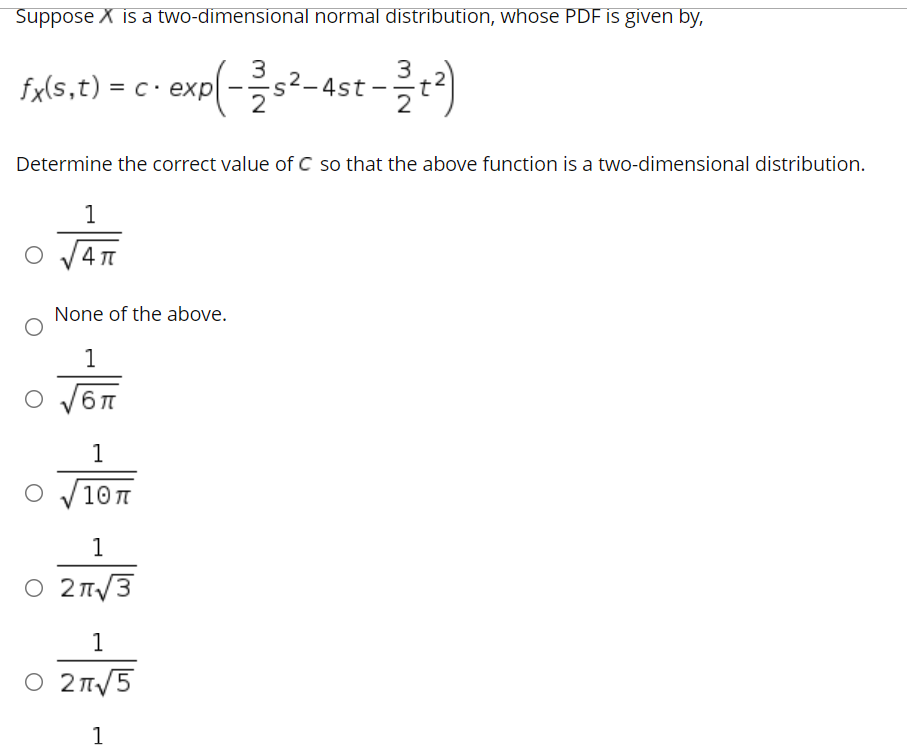 Solved Suppose X is a two-dimensional normal distribution, | Chegg.com