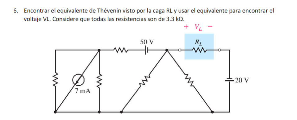 Solved 6. Encontrar el equivalente de Thévenin visto por la | Chegg.com