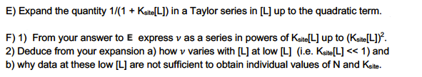 Solved I need help with part E only. Ksite can be thought of | Chegg.com