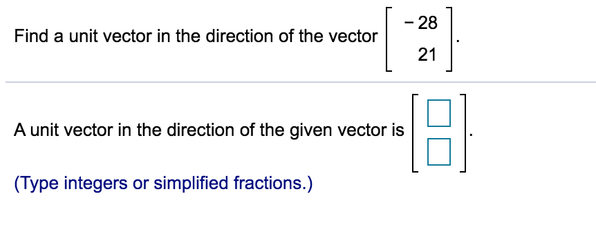 Solved -28 Find a unit vector in the direction of the vector | Chegg.com