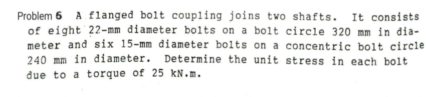 Solved Problem 5 A flanged bolt coupling joins two shafts. | Chegg.com