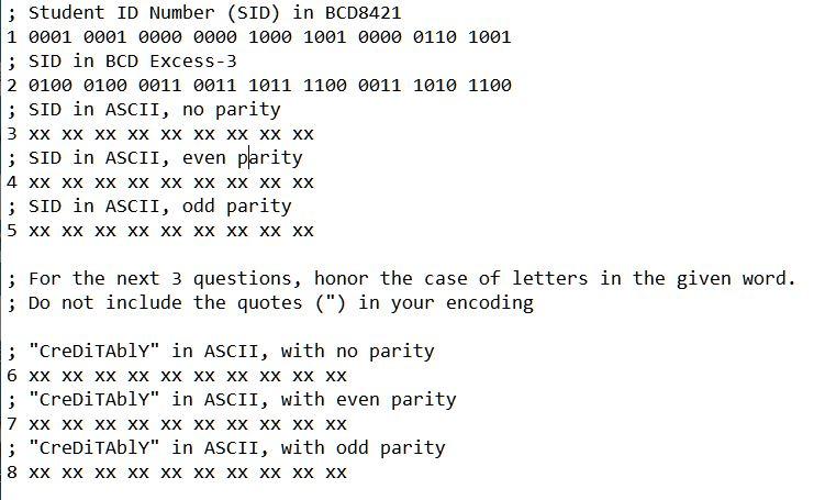 Solved ; Student ID Number (SID) in BCD8421 1 0001 0001 0000 | Chegg.com