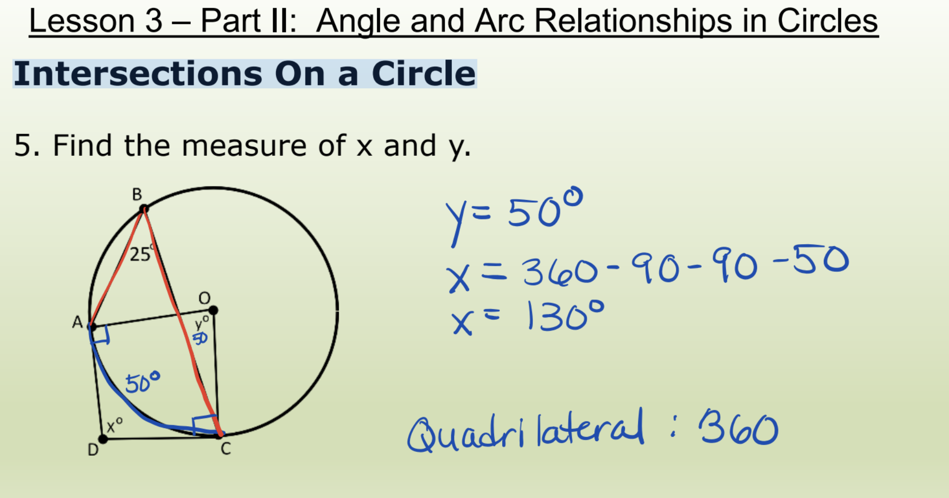 Solved Lesson 3 - ﻿Part II: Angle and Arc Relationships in | Chegg.com