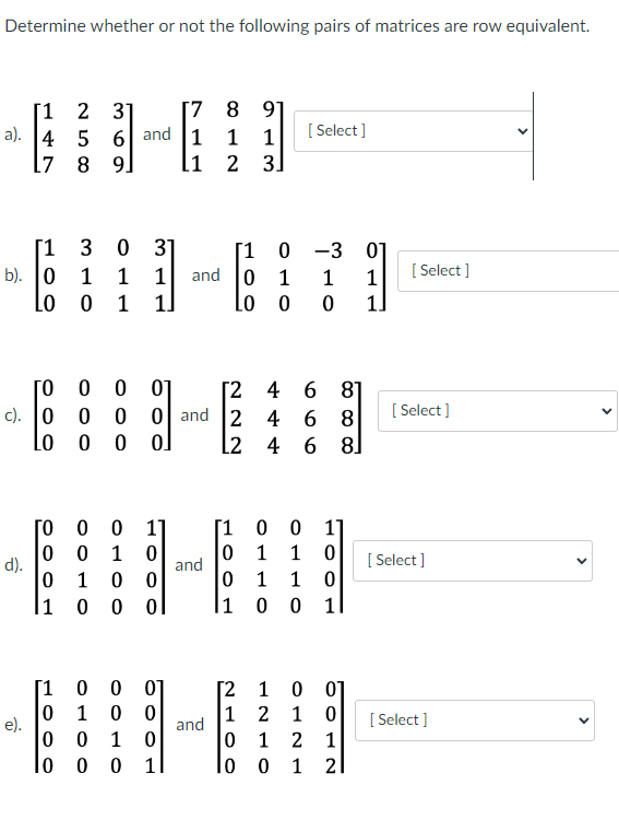 Solved Determine whether or not the following pairs of | Chegg.com