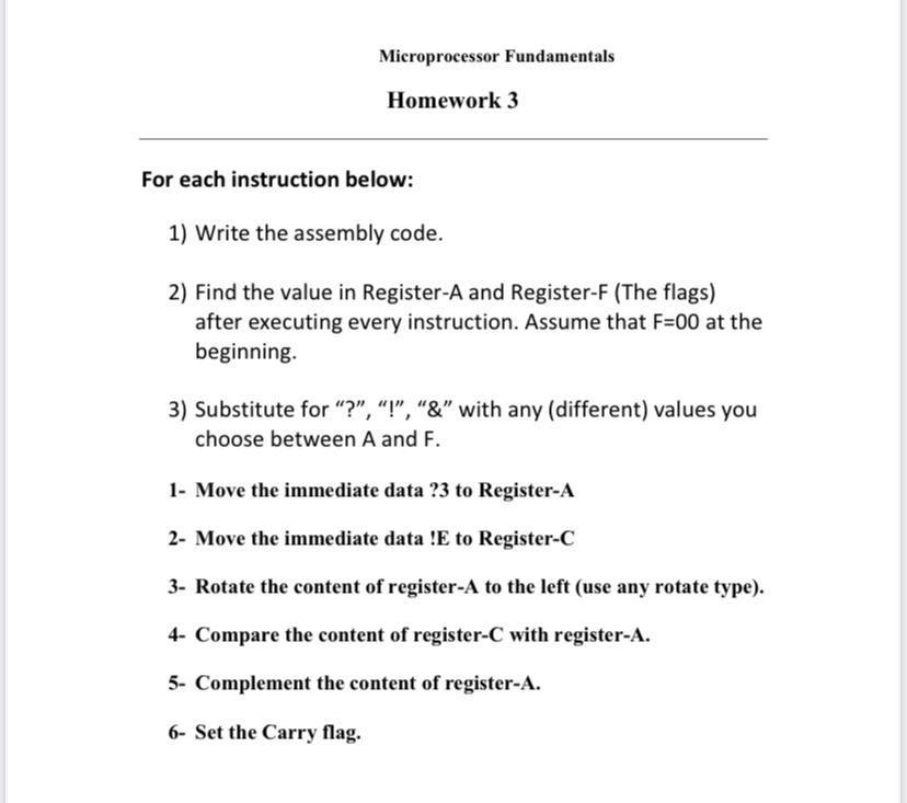 Solved Microprocessor Fundamentals Homework 3 For each | Chegg.com