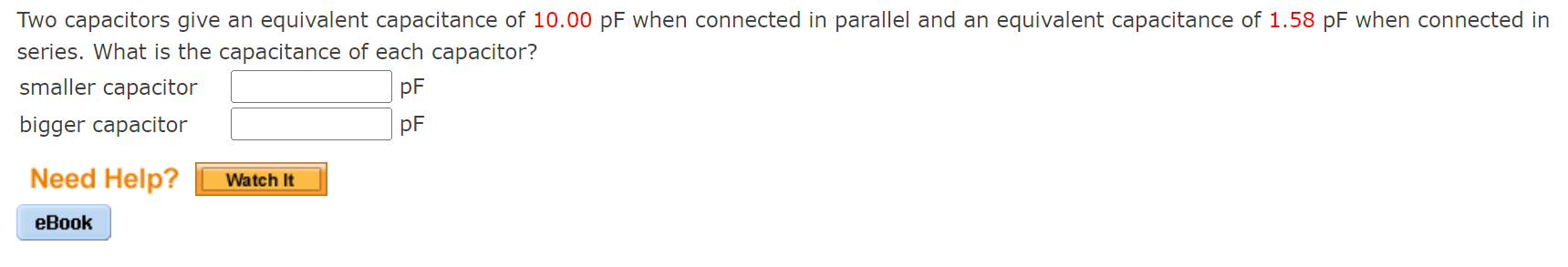 Solved Two capacitors give an equivalent capacitance of | Chegg.com