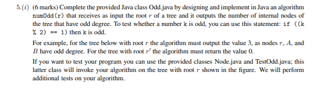 Solved 5.(i) (6 marks) Complete the provided Java class | Chegg.com