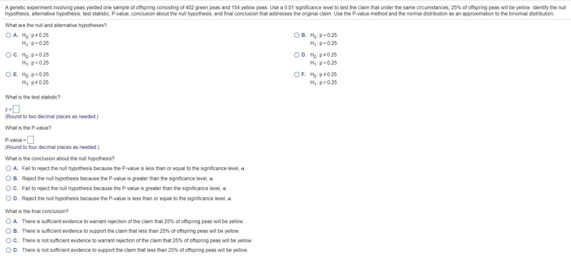 Solved A genetic experiment involving peas yielded one | Chegg.com