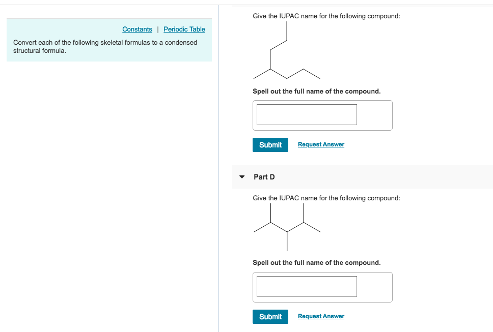 Solved CH3 Constants Periodic Table Enter the lUPAC name for | Chegg.com