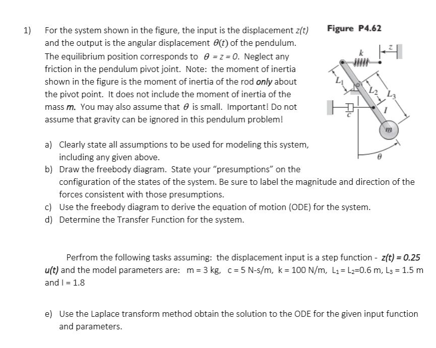 Solved 1) Figure P4.62 For the system shown in the figure, | Chegg.com