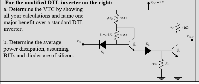 Solved Vcc=5 V 3k 20 4k For the modified DTL inverter on the | Chegg.com