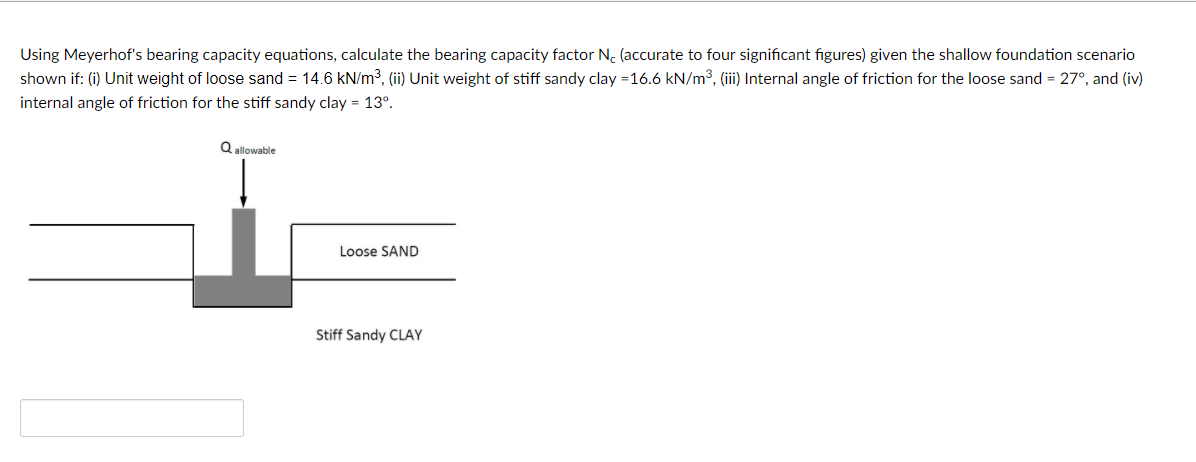 Solved Using Meyerhof's bearing capacity equations, | Chegg.com