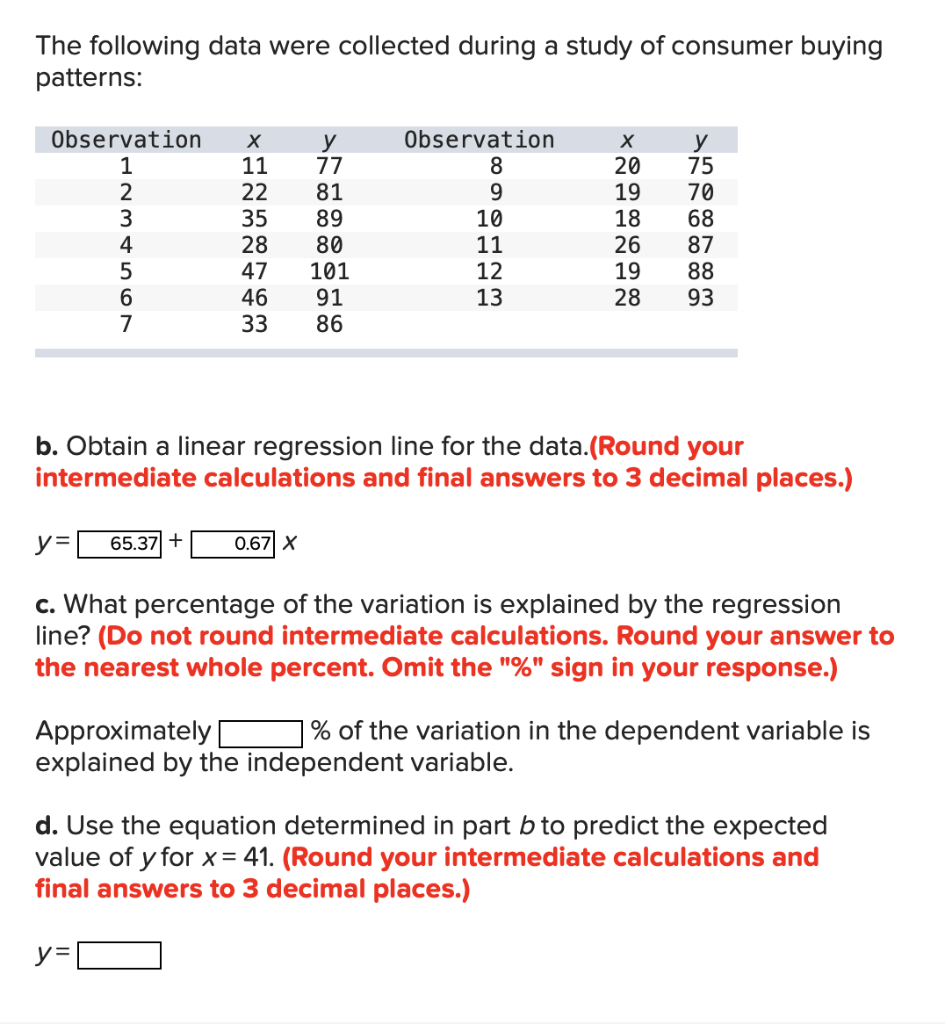 Solved The following data were collected during a study of | Chegg.com