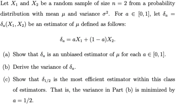 Solved Let X1 and X2 be a random sample of size n = 2 from a | Chegg.com