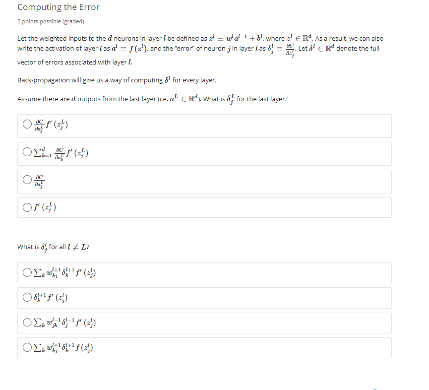 One of the key steps for training multi-layer neural | Chegg.com