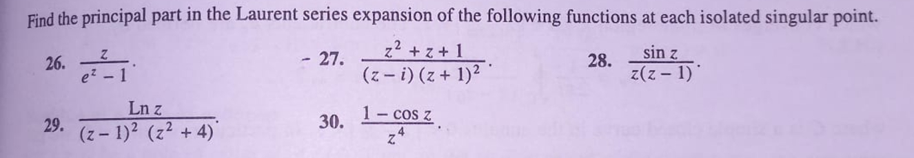 Solved Find the principal part in ﻿the Laurent series | Chegg.com
