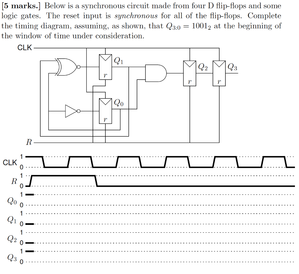 Solved [5 marks.] Below is a synchronous circuit made from | Chegg.com