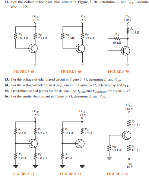 Solved 12. For the collector-feedback bias circuit in Figure | Chegg.com