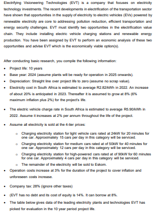 Electritying Visioneering Technologies (EVT) is a | Chegg.com