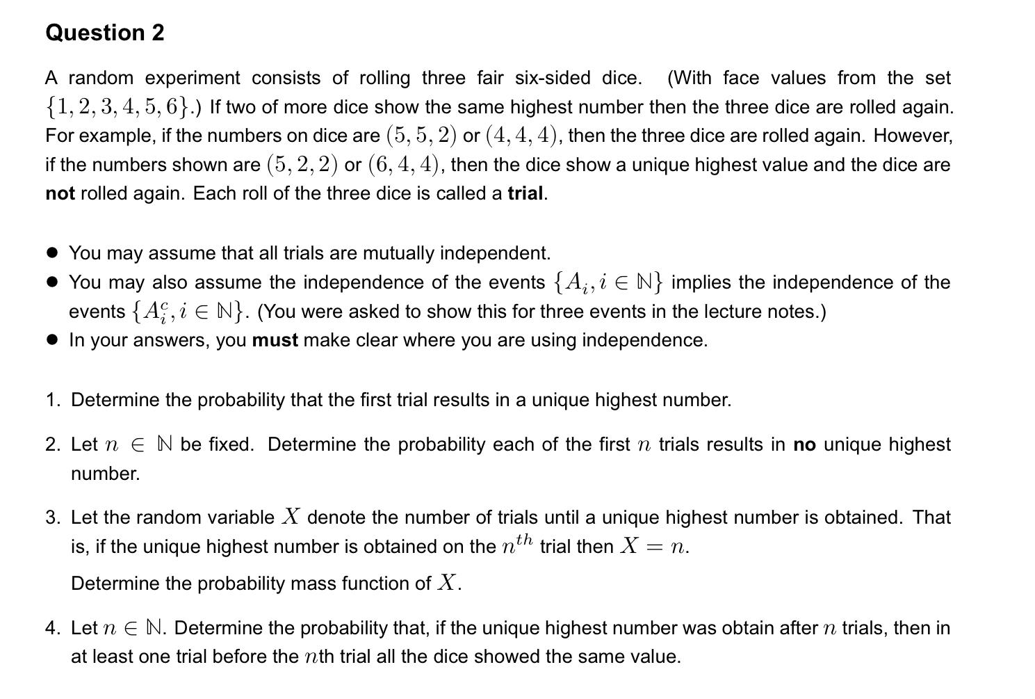 Solved A random experiment consists of rolling three fair | Chegg.com
