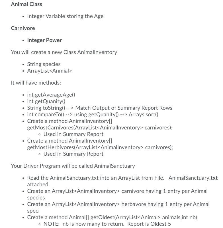 I have created the following 4 classes Animal, | Chegg.com