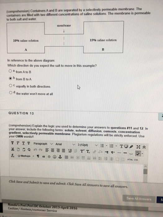 Solved (comprehension) Containers A and B are separated by a | Chegg.com