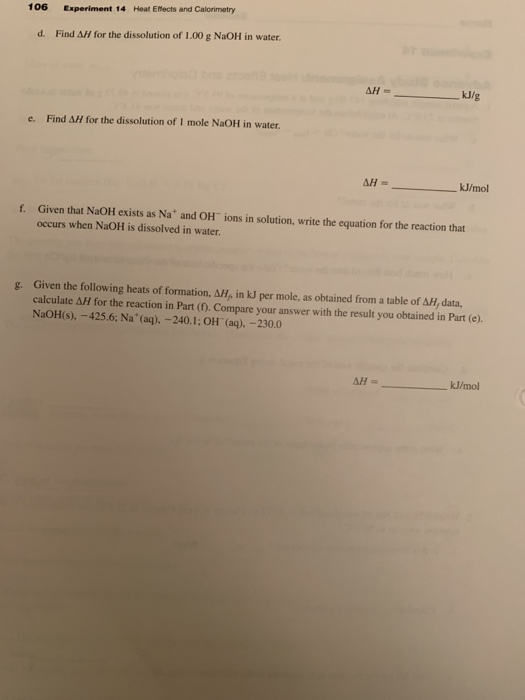 Solved Name Experiment 14 Advance Study Assignment: Heat | Chegg.com