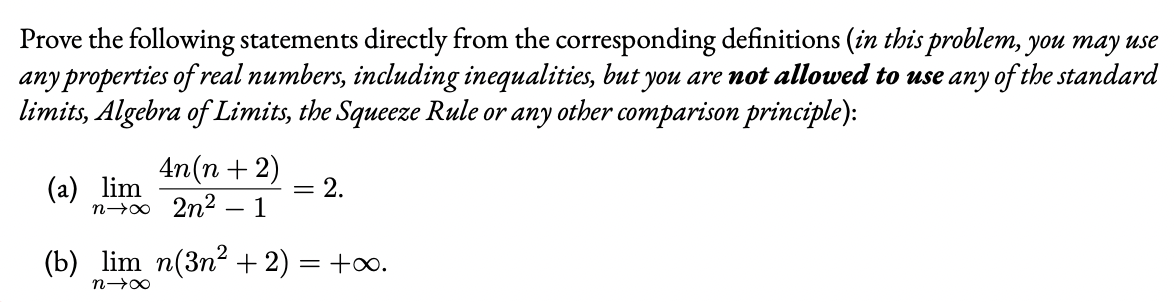 Solved Prove the following statements directly from the | Chegg.com