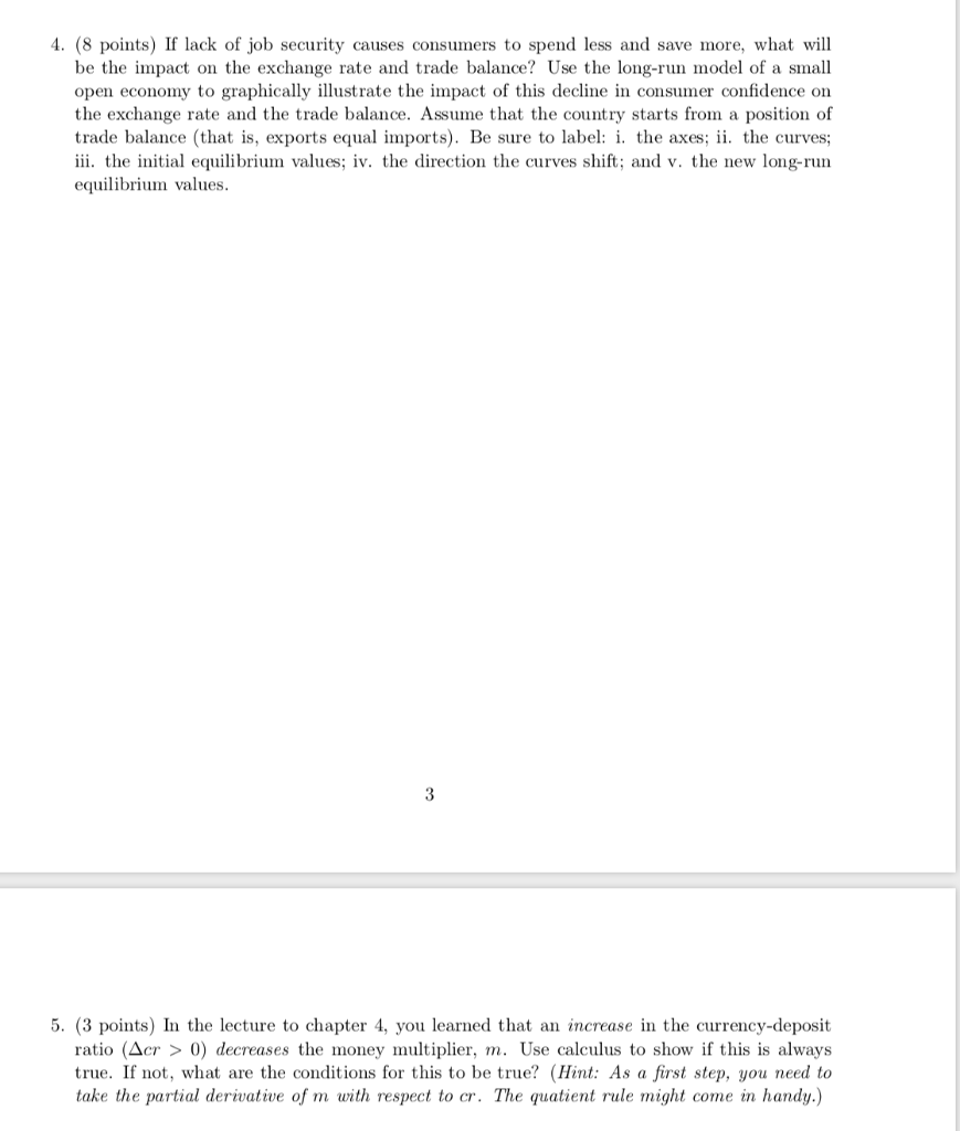 4. (8 points) If lack of job security causes | Chegg.com
