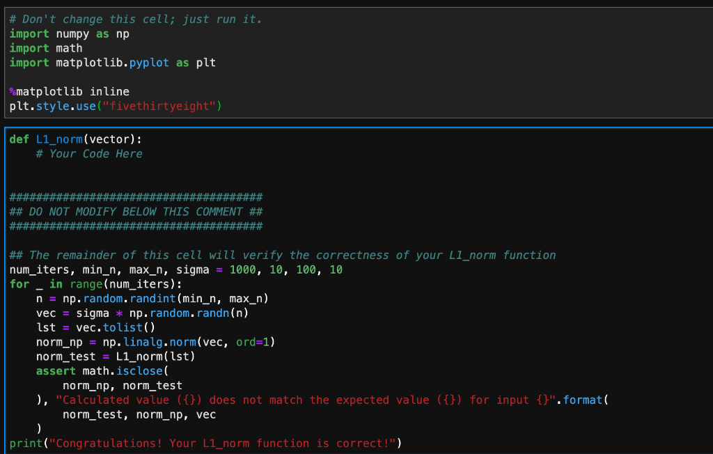 Solved # Don't change this cell; just run it. import numpy | Chegg.com