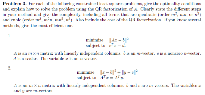 Problem 3. For each of the following constrained | Chegg.com
