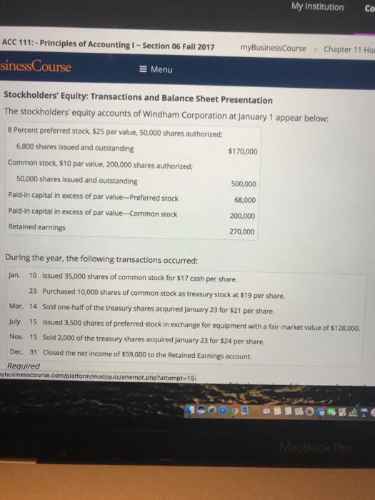 Solved My Institution Co Chapter 11 Ho ACC 111:-Principles | Chegg.com
