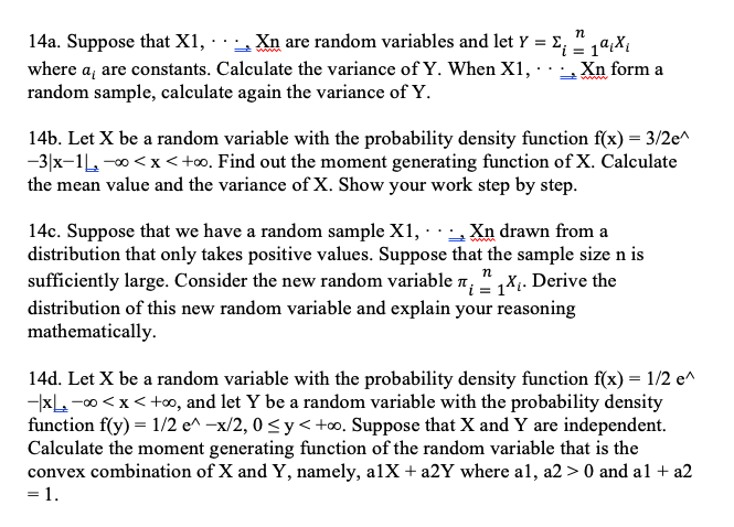 14a. Suppose that X1, Xn are random variables and let | Chegg.com